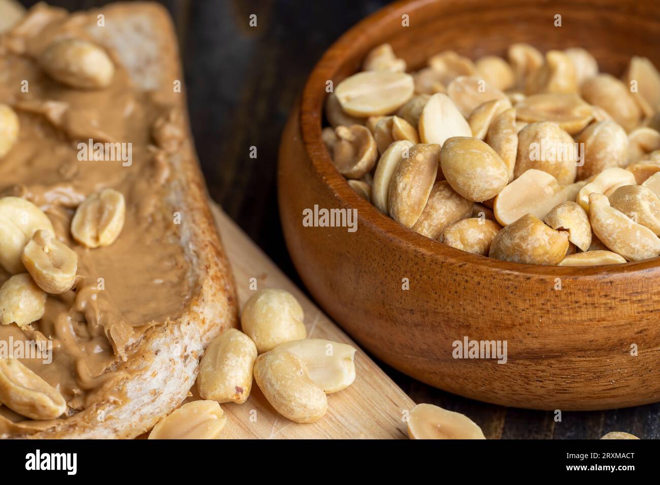 Chocolate peanut paste for a quick breakfast, peanut paste made from ...