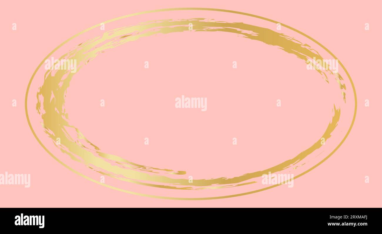 Gold oval frame on a pink background. Premium design template. Luxury style. Vector illustration ...