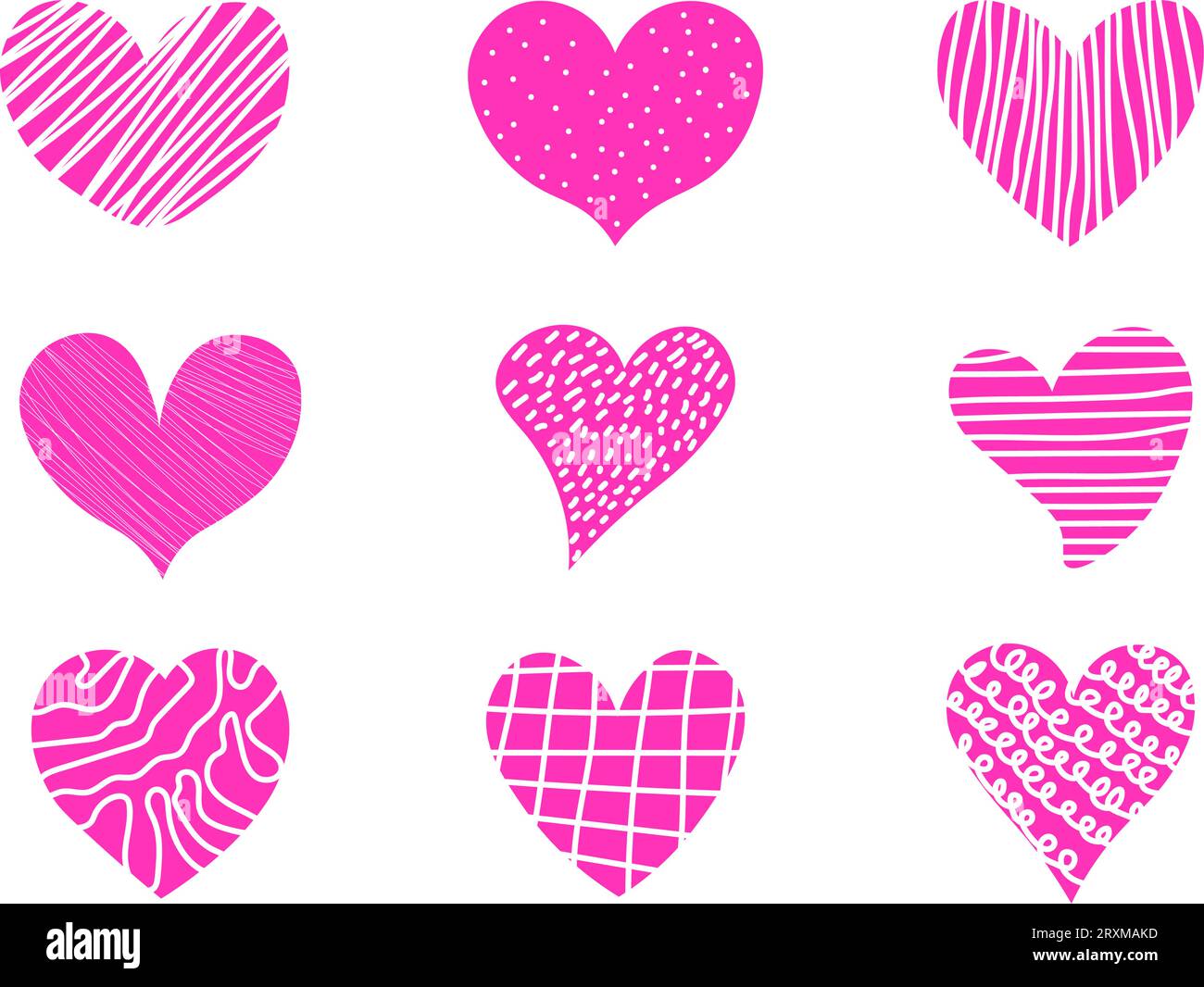 Pink hearts. Set of love symbol for web site logo, mobile app UI design ...