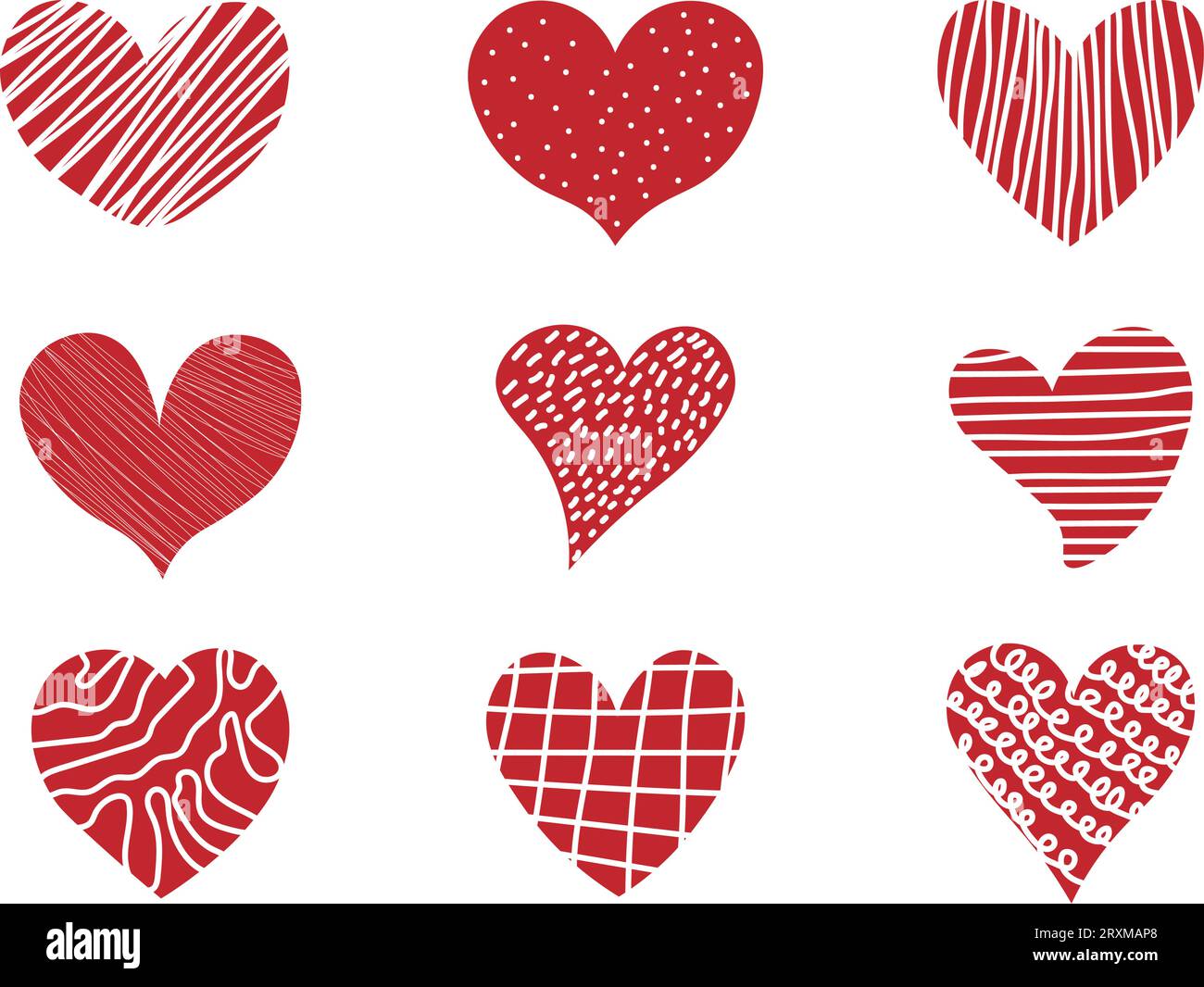 Red hearts. Set of love symbol for web site logo, mobile app UI design ...