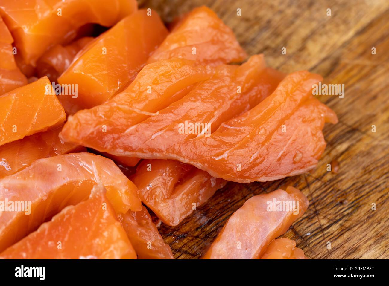 Sliced red trout meat with sea salt, medium-salted pickled red meat ...