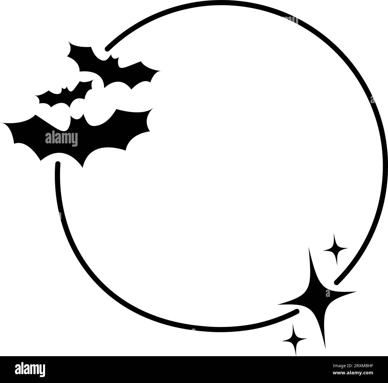 Round frame with bats and stars. Tattoo sign. Decor elements for ...