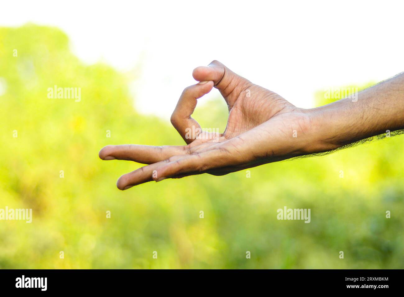 Men's Hand shows a hand sign of "OK", "all is well". Ok sign ...