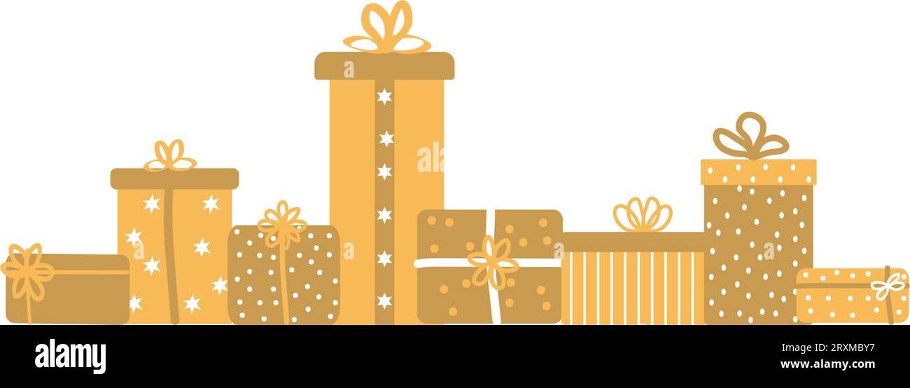Christmas gift boxes. Festive minimal long banner with Christmas ...