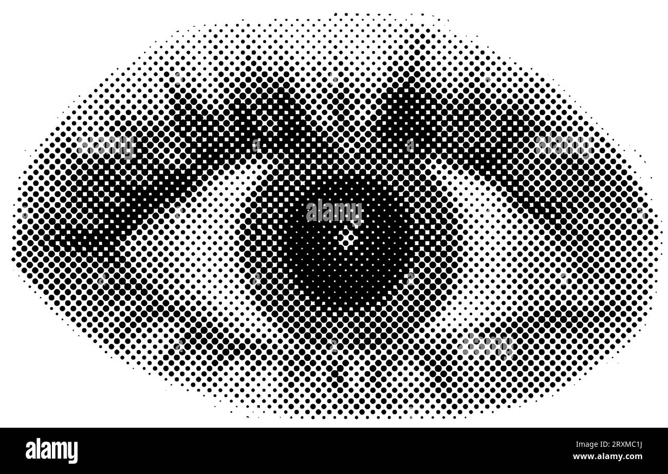 Woman's eye 90s style halftone shape for trendy collage. Dots texture ...