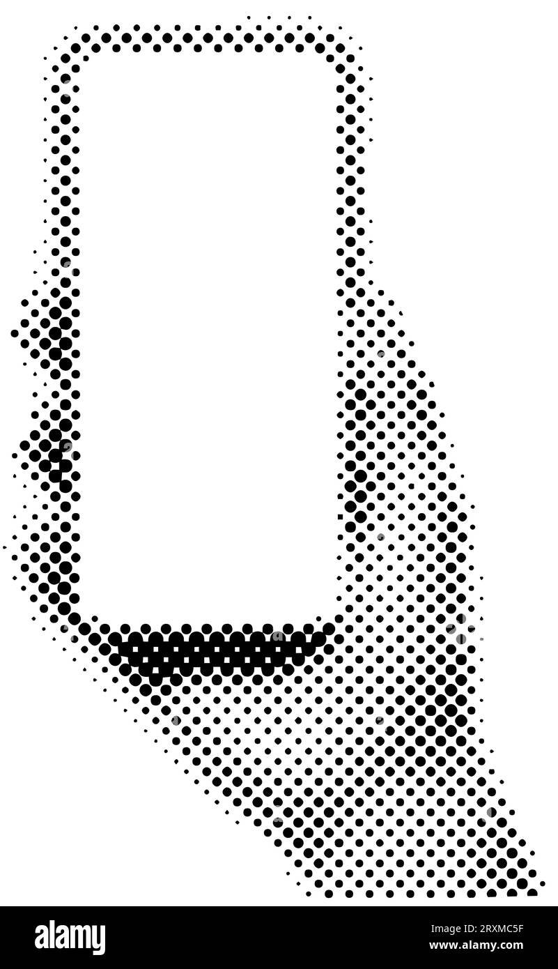 Template of phone in halftone hand. Hand holding phone with blank ...