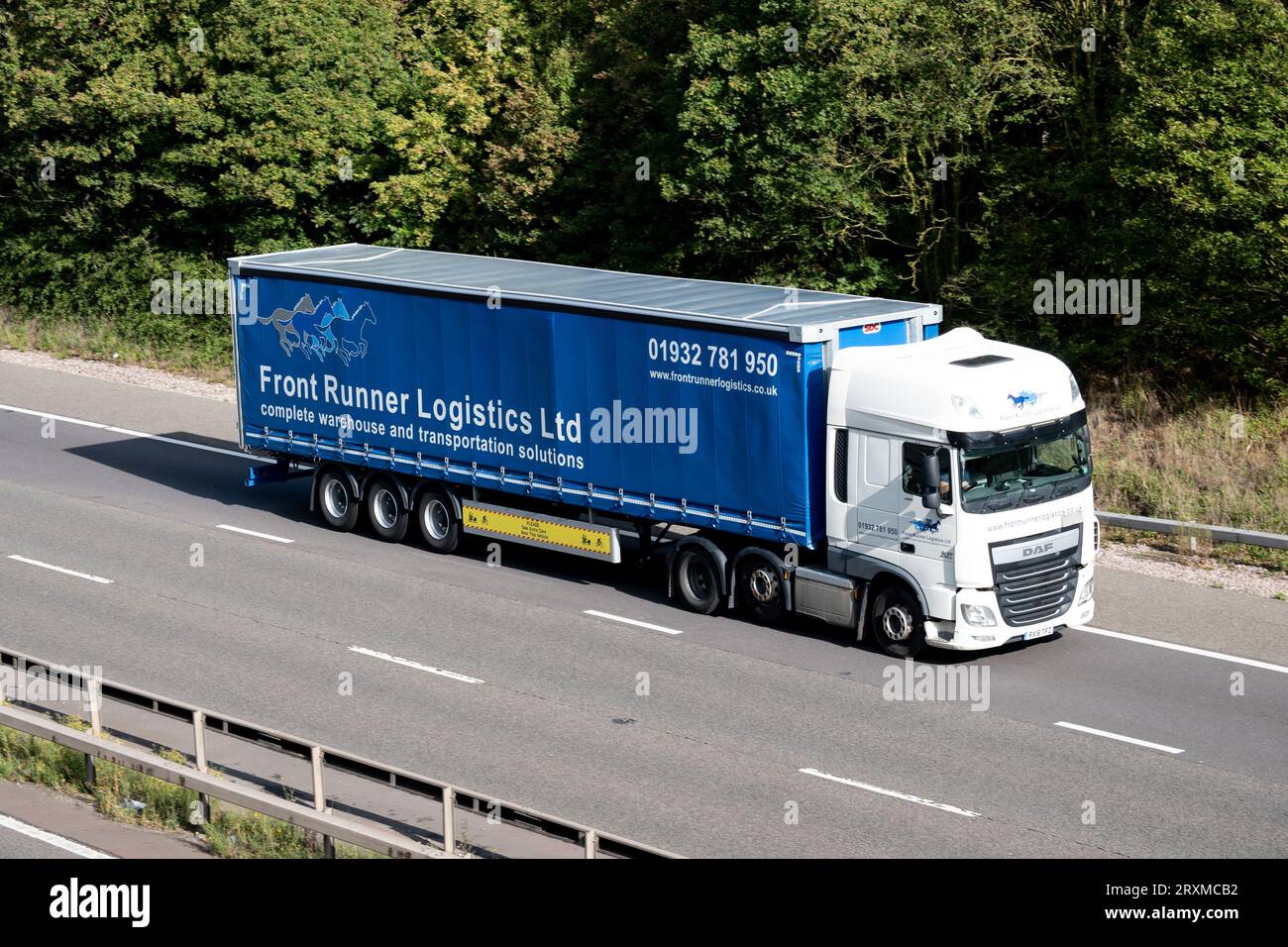 Front Runner Logistics lorry on the M40 motorway, Warwickshire, UK ...