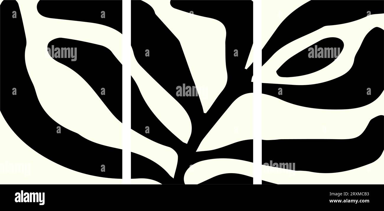 A set of three abstract posters designs. Modern wall art with organic ...