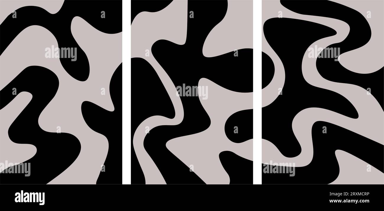 A set of three abstract posters designs. Modern wall art with organic ...
