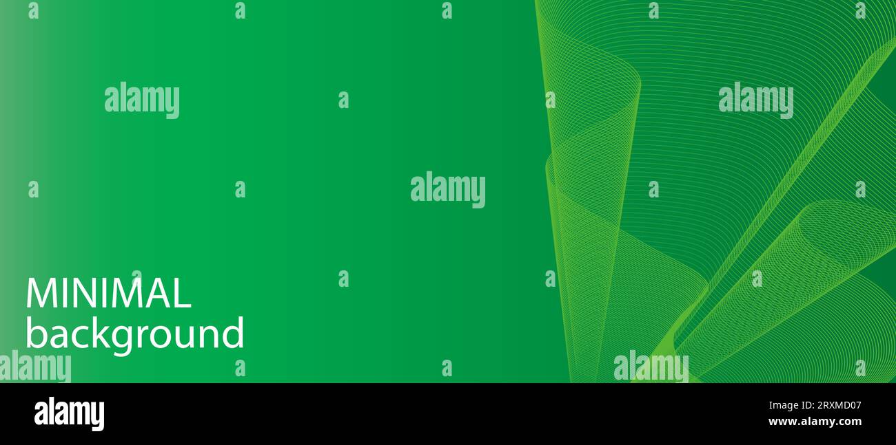 Abstract green banner template. Minimal wavy line background for social ...