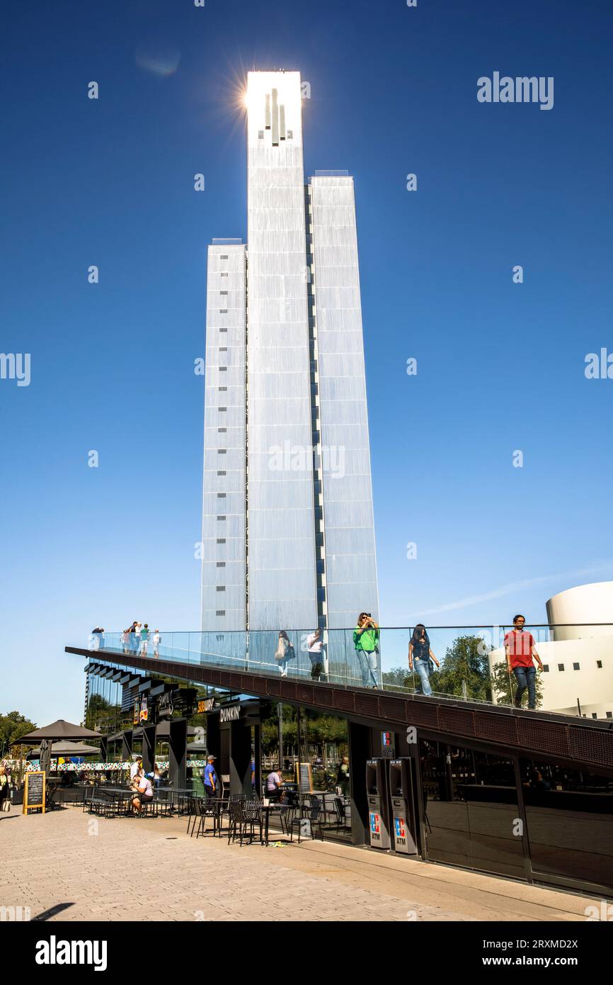 the high-rise building Dreischeibenhaus at the Hofgarten, in front of ...