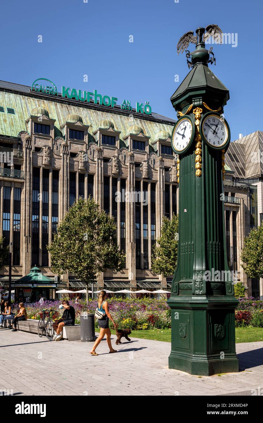 clock Gruene Mathilde (Green Mathilde) on Cornelius square in front of ...