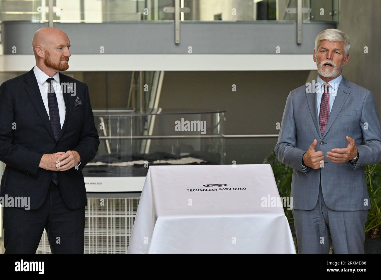 Brno, Czech Republic. 26th Sep, 2023. Czech President Petr Pavel (right ...