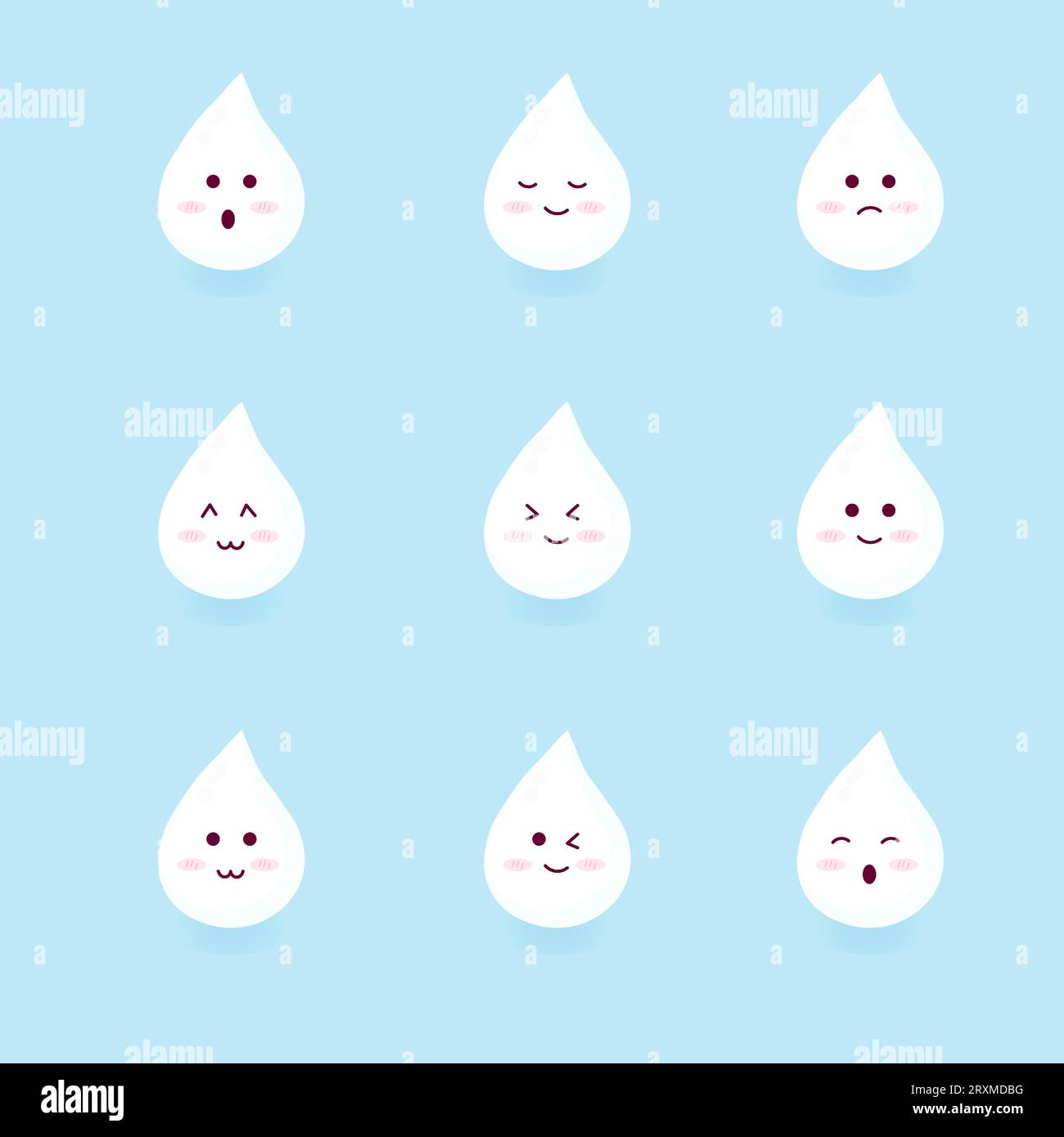 Cute happy smiling milk drop set collection.Vector flat cartoon ...