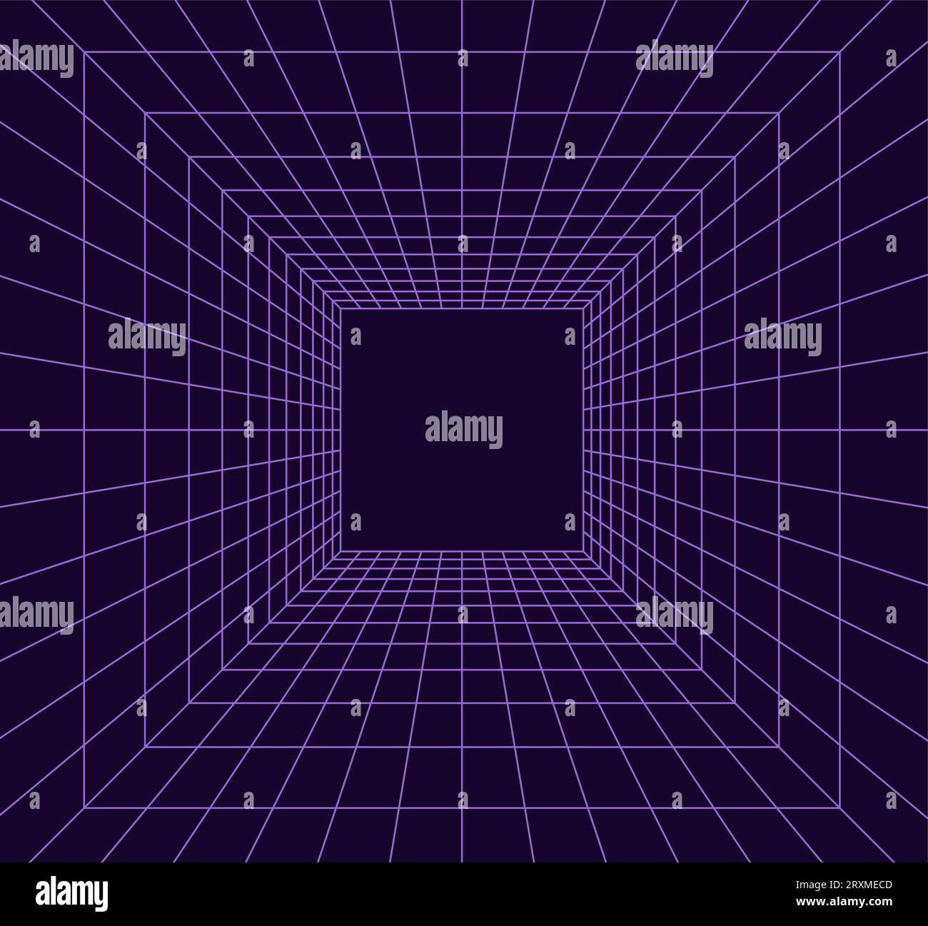 Grid room in perspective in 3d style. Indoor wireframe from violet ...