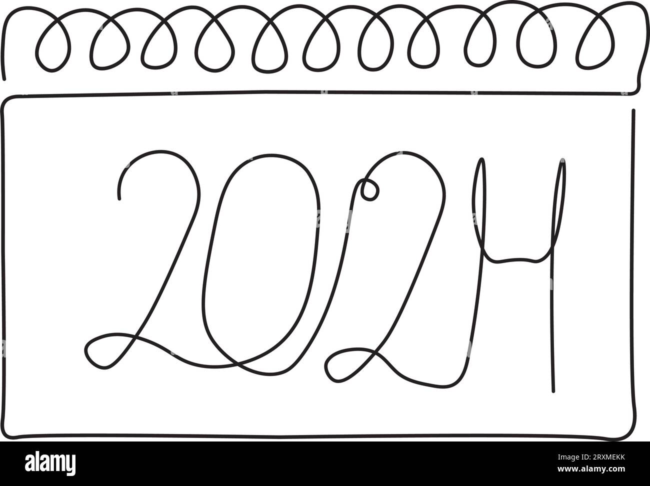 Loose-leaf calendar continuous line drawing. Organizer concept. Leap ...