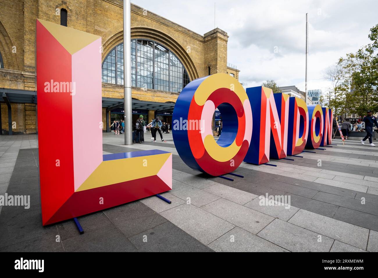 London, UK. 26 September 2023. Large 3-D printed letters spell the word ...