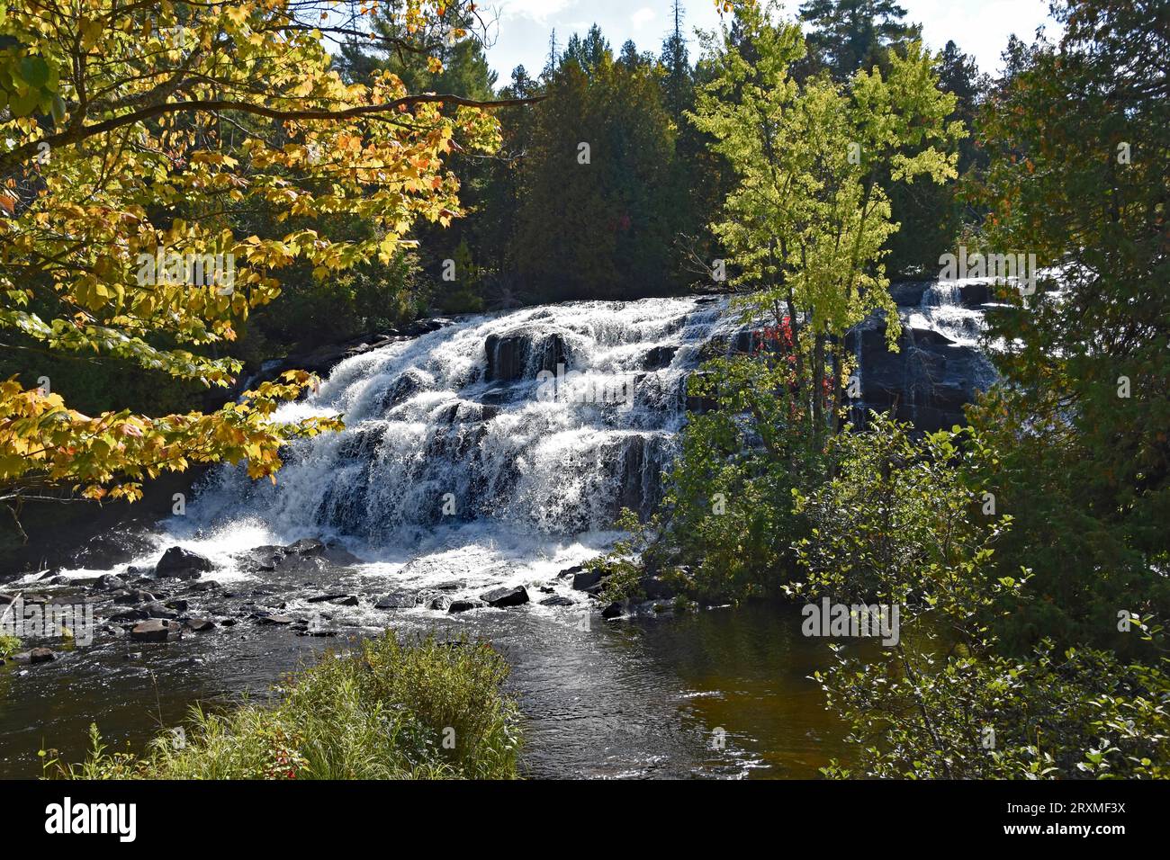 Bond Falls in Michigan Upper Peninsula on the Ontonagon River Stock ...