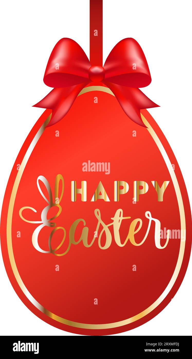 Easter desing. Egg banner with ribbon and bow. Festive background ...