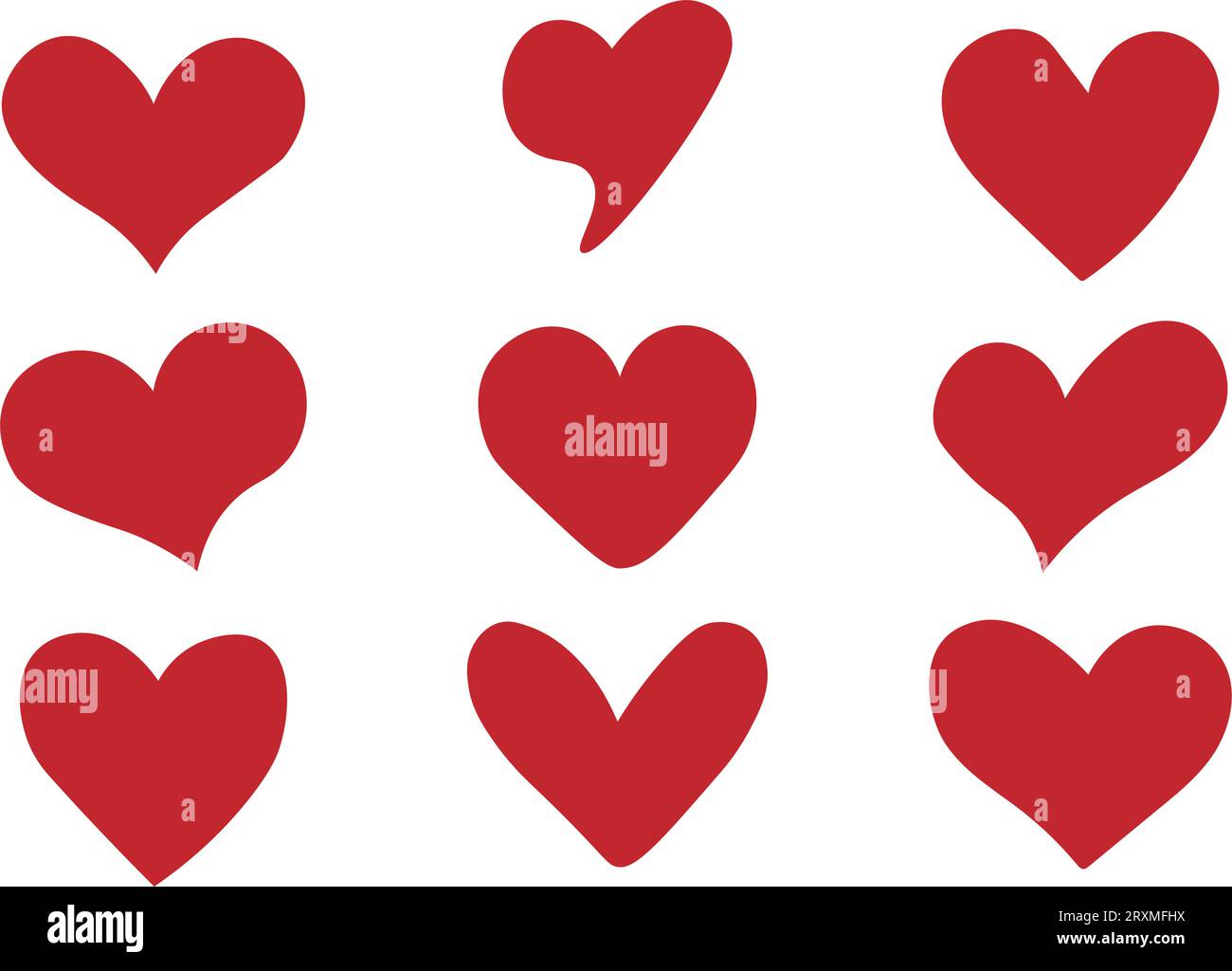 Red hearts. Set of love symbol for web site logo, mobile app UI design ...