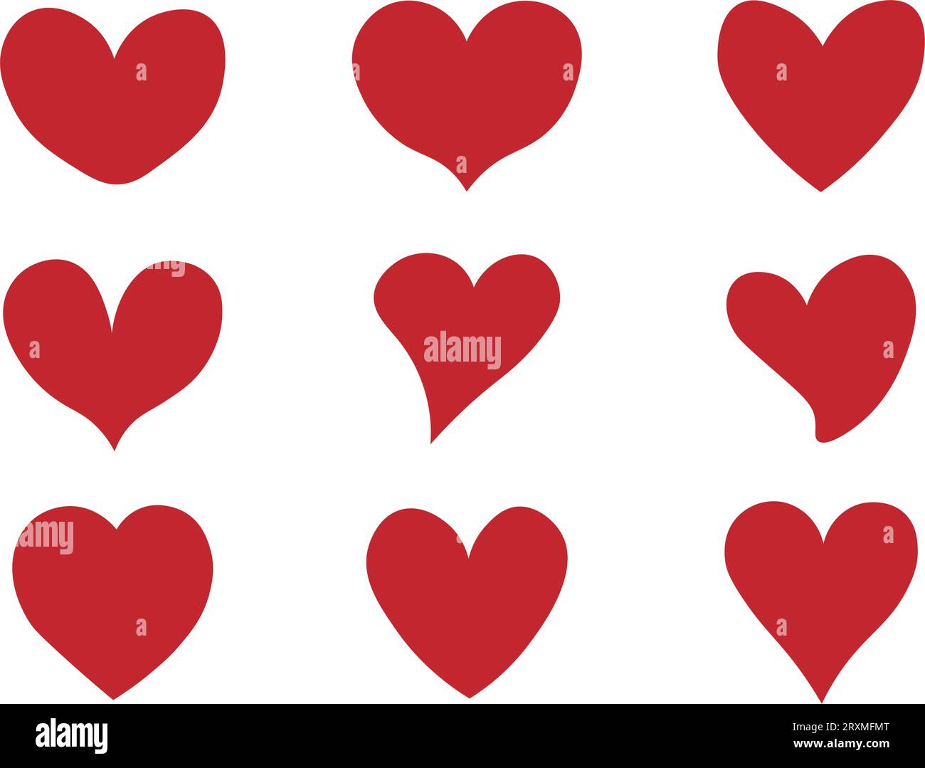 Red hearts. Set of love symbol for web site logo, mobile app UI design ...
