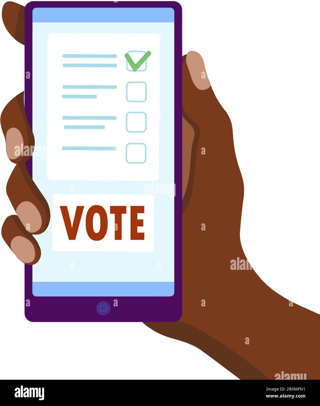 Black male holding flag voting Stock Vector Images - Alamy