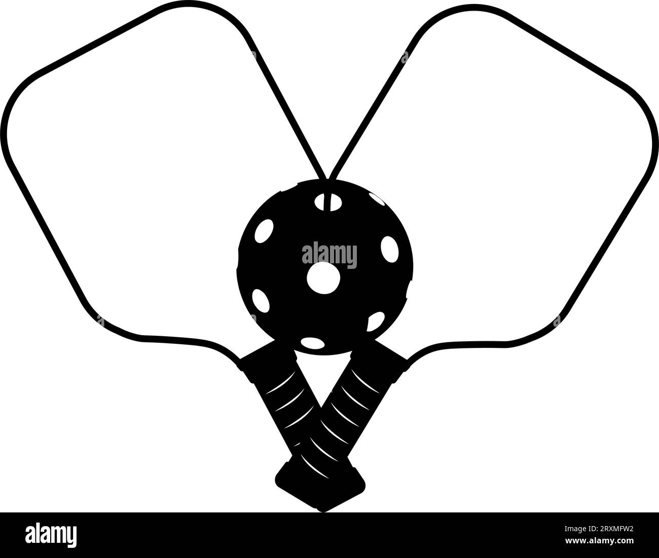 Pickleball with a ball and a rackets for playing. Isolate on white ...