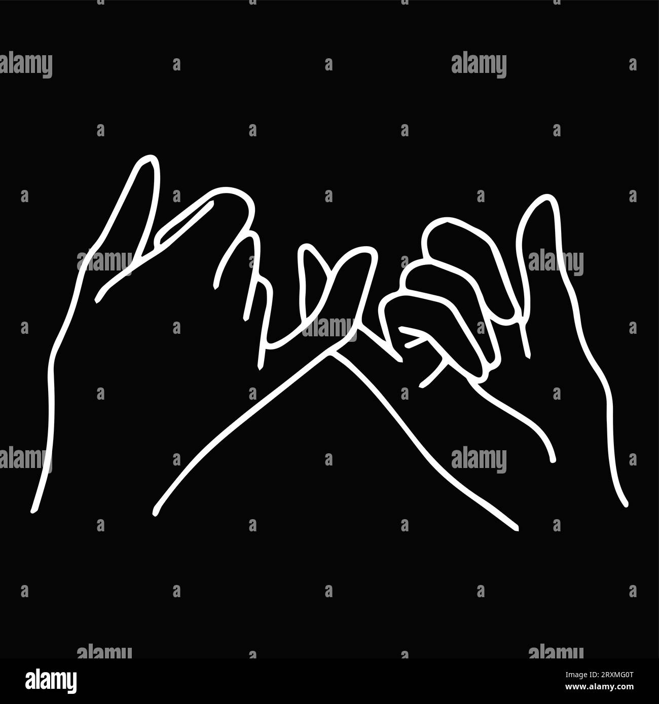 Pinky promise holding fingers hand.Pinky promise on black background ...