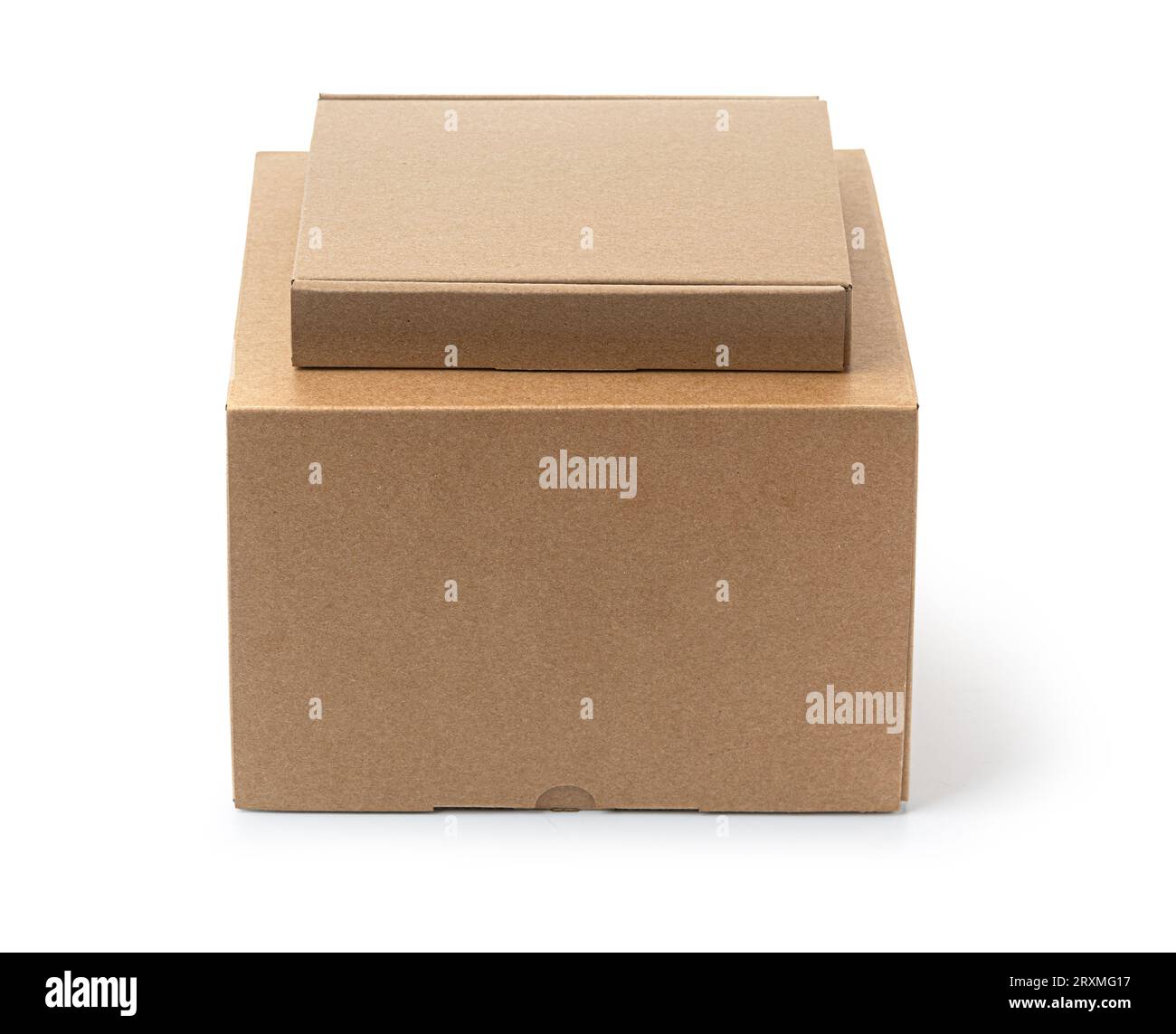 Two closed cardboard Box or brown paper package box isolated on white ...