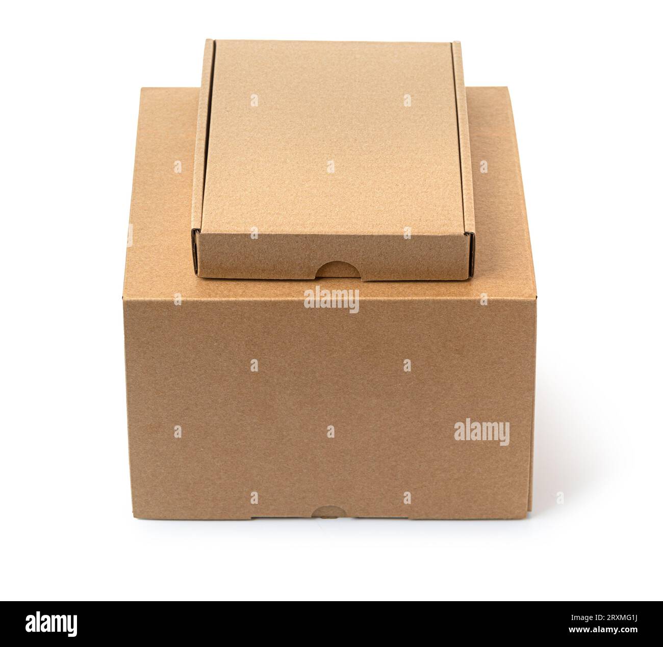 Two closed cardboard Box or brown paper package box isolated on white ...
