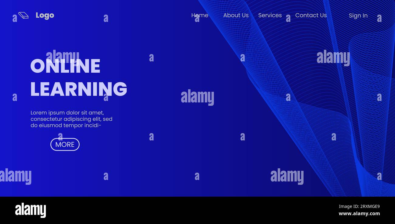 Online education landing page template. Abstract background for e ...