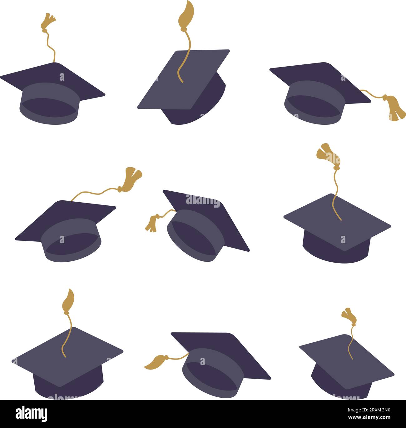 Set of graduation square hat. Education cap collection. Graduation cap ...