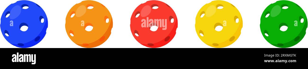 Set Colorful bright pickleball balls for playing. Sports equipment ...