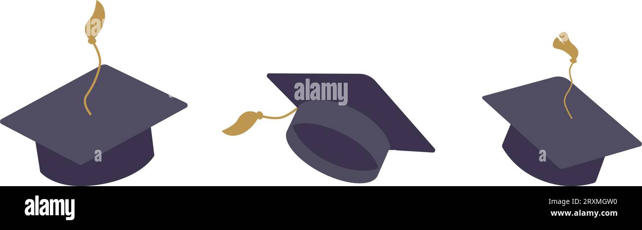 Set of graduation square hat. Education cap collection. Graduation cap ...