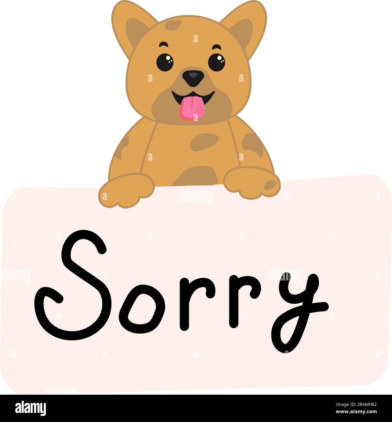 The dog holding empty horizontal advertising banner with text sorry ...