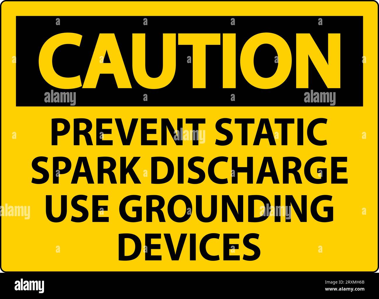 Caution Sign Prevent Static Spark Discharge Use Grounding Devices Stock ...