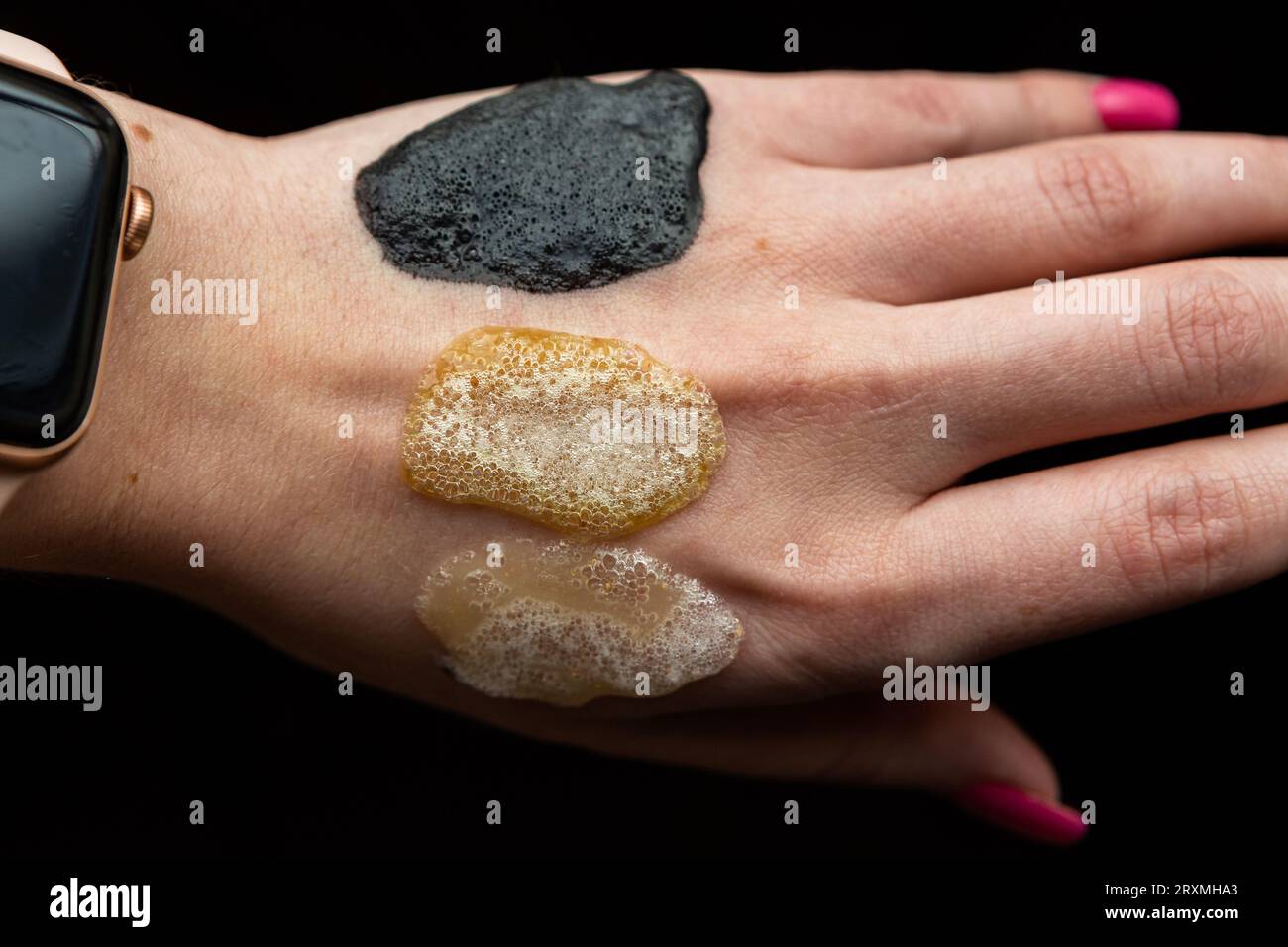 Three bubble masks to cleanse the skin Stock Photo - Alamy