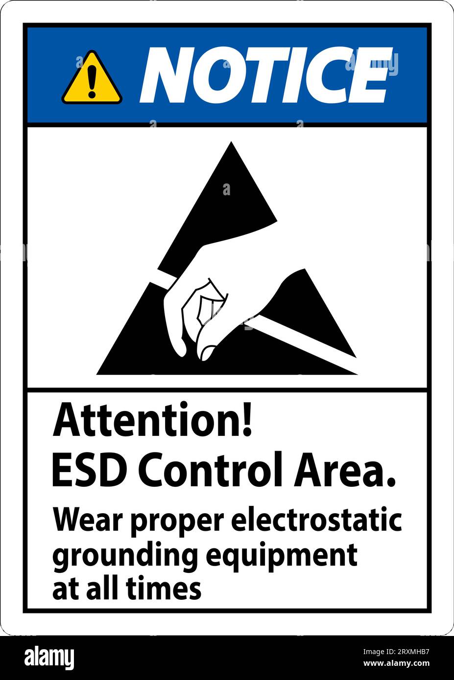Notice Sign Attention ESD Control Area Wear Proper Electrostatic ...