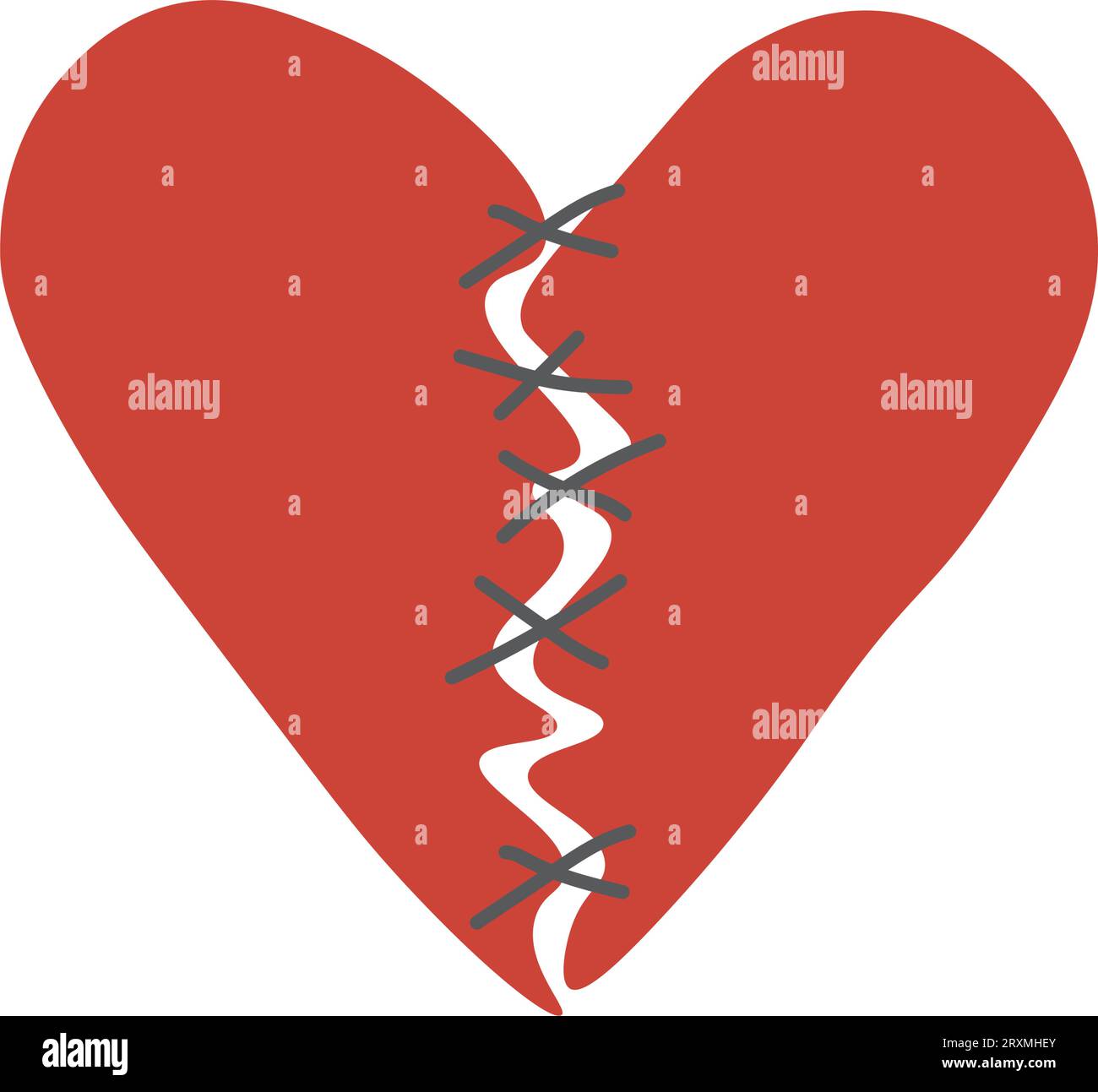 Two halves sewn with black threads. Reconciliation concept. Restore ...