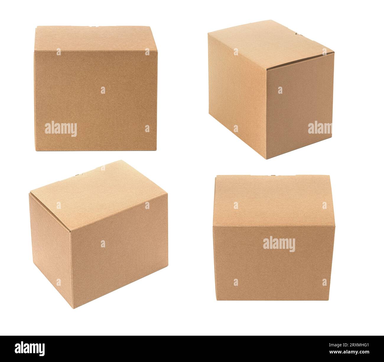 set of closed cardboard Box or brown paper package box isolated on ...
