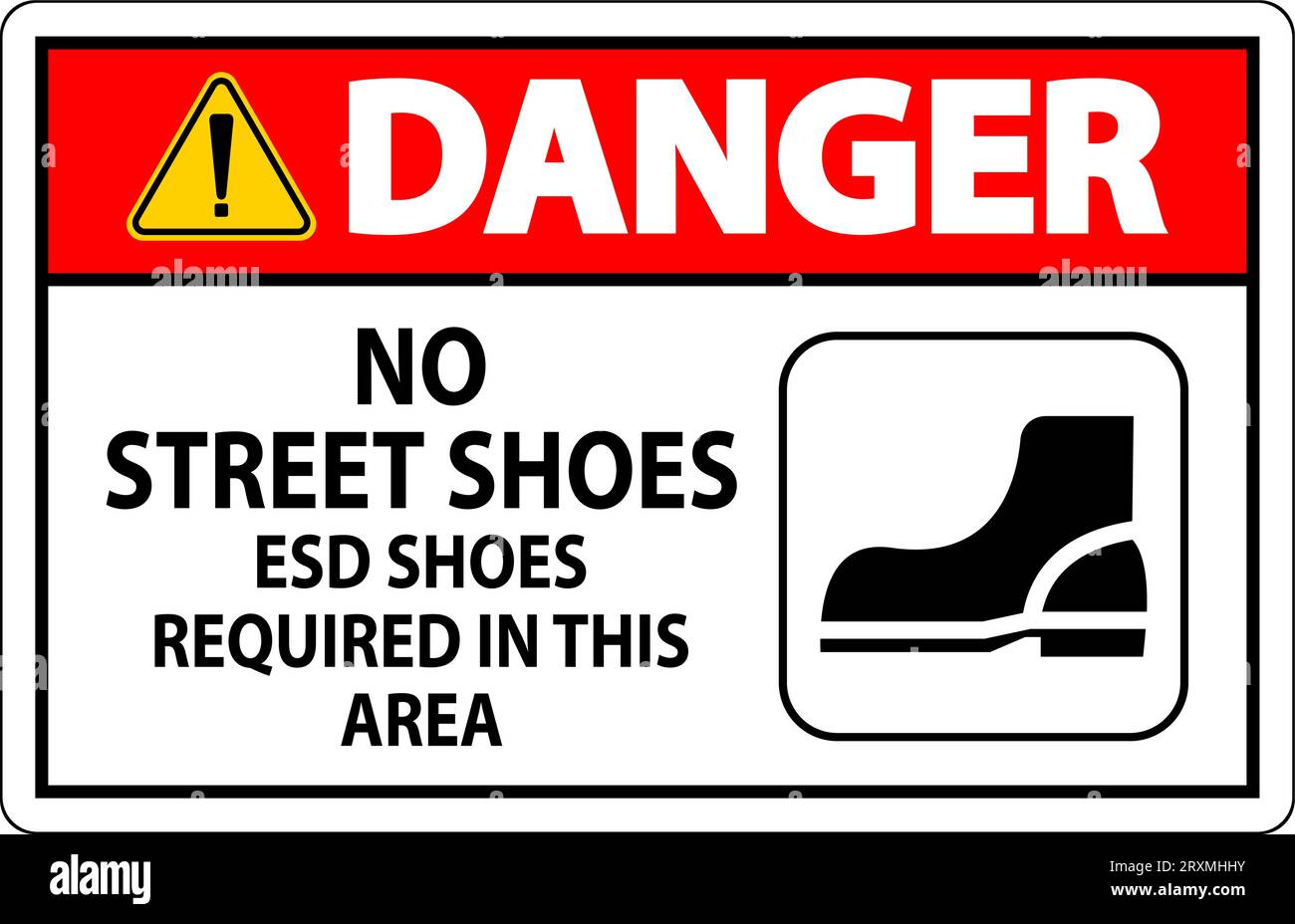 Danger Sign No Street Shoes, ESD Shoes Required In This Area Stock ...