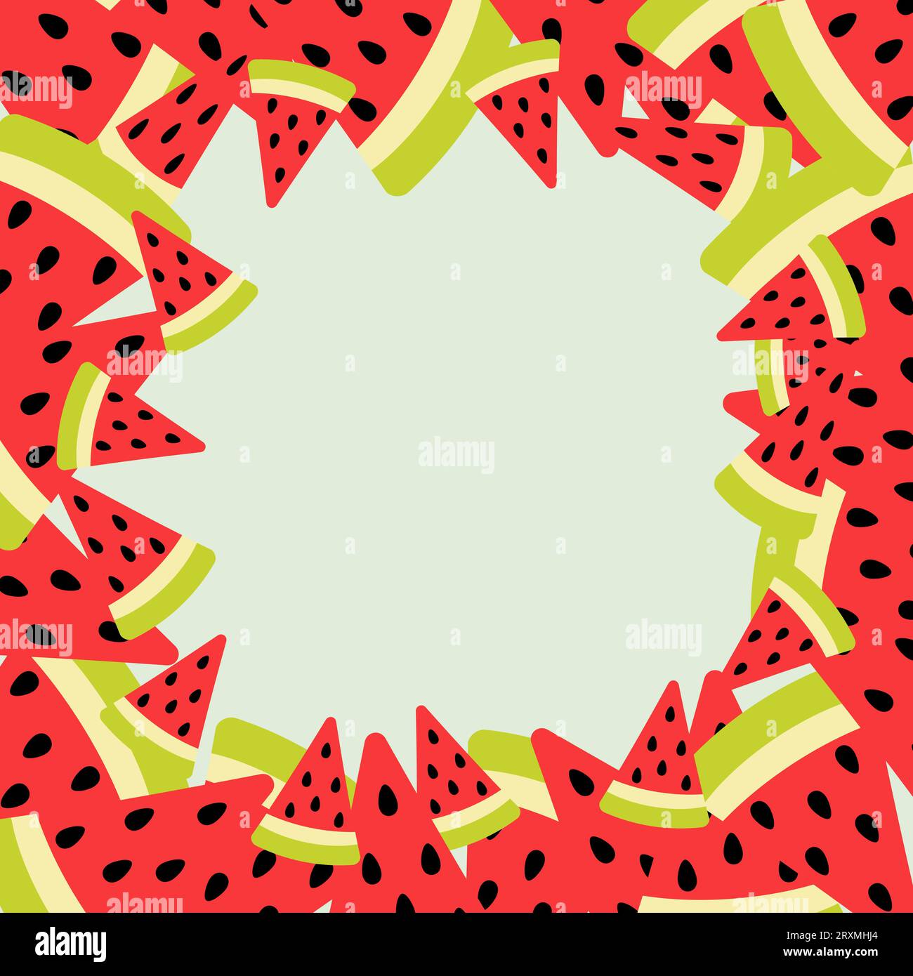 Watermelon slice frame. Template for summer banner, poster, card or ...