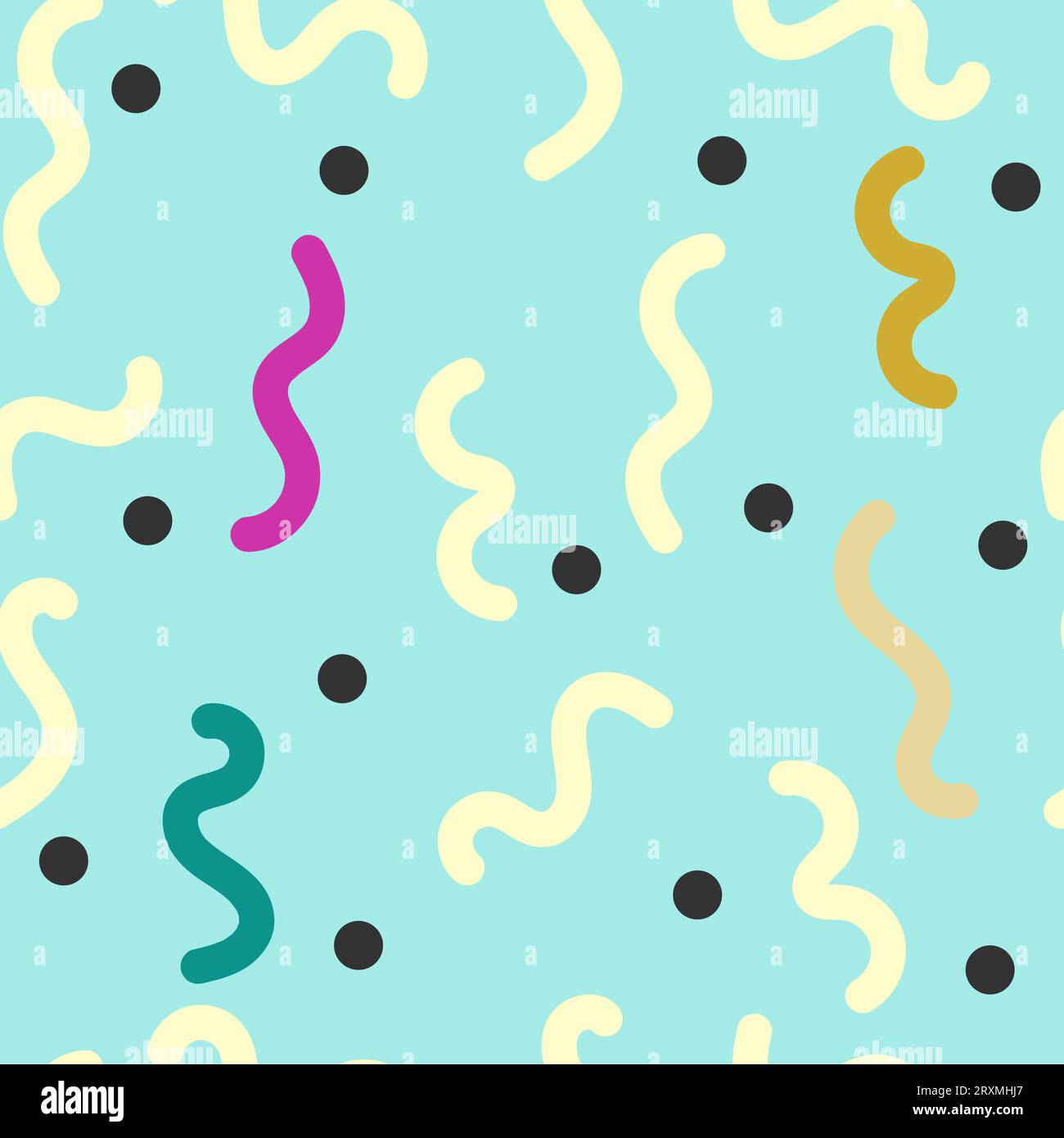 Trendy squiggles 90s style seamless pattern. Simple childish print. For ...