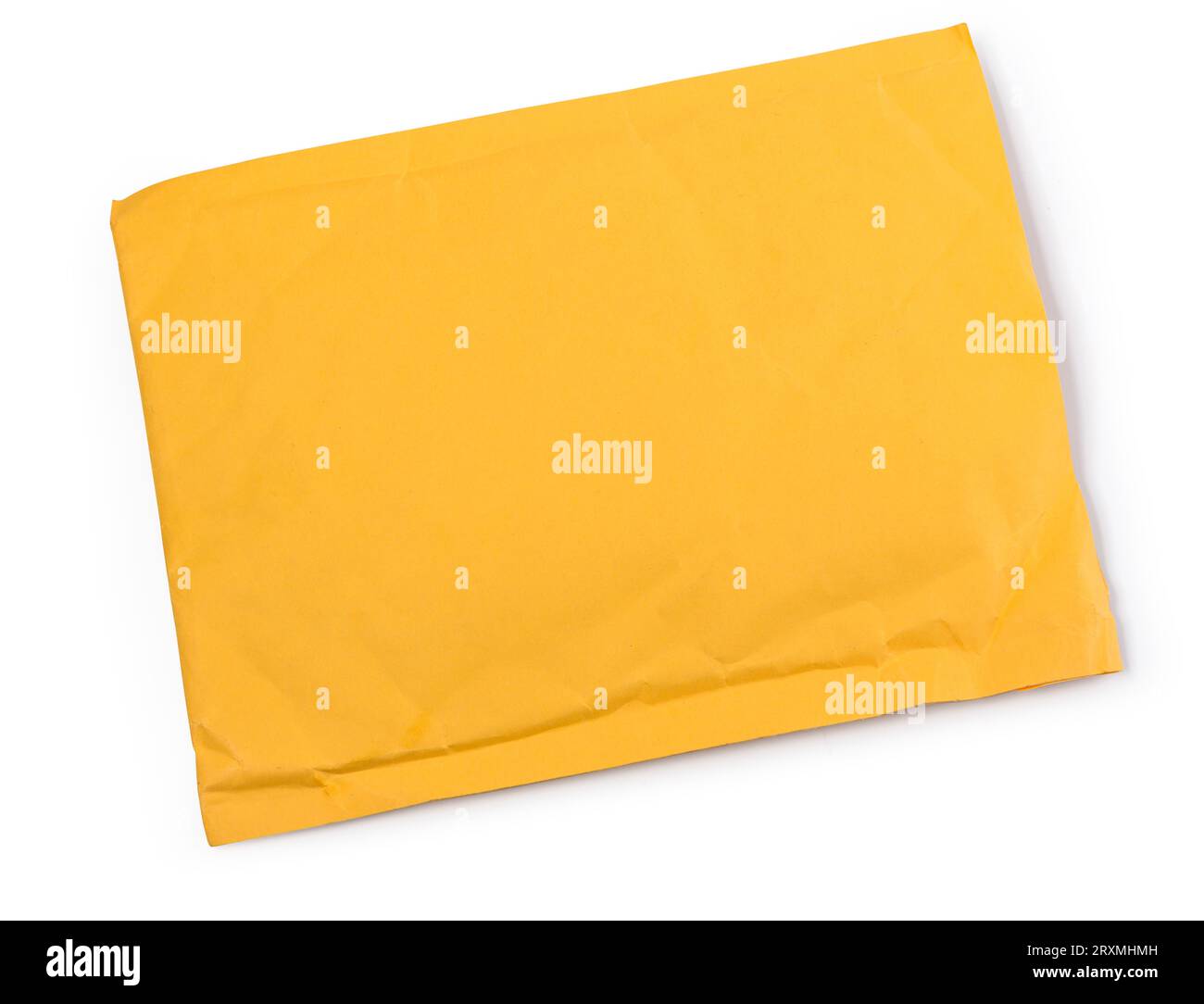Yellow postal bag for packing parcels isolated on white background ...
