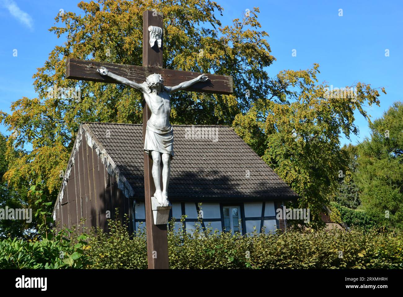A cross with Jesus Christ in Kesternich, Germany Stock Photo - Alamy