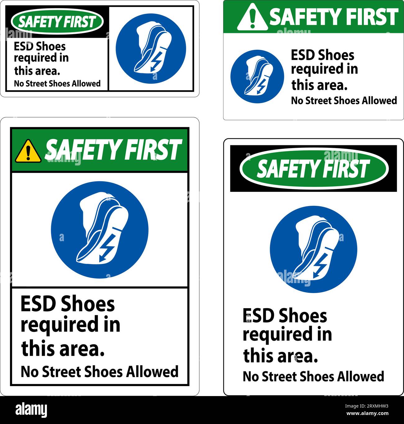 Safety First Sign ESD Shoes Required In This Area. No Street Shoes ...