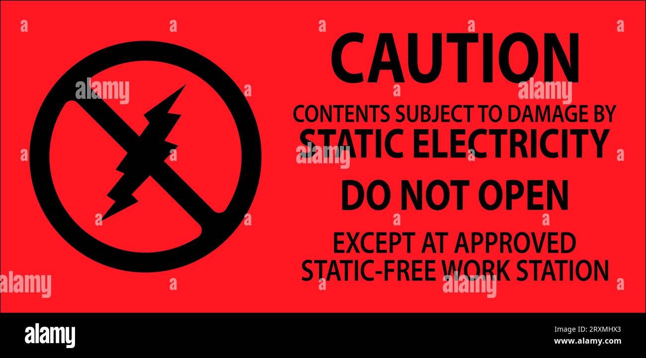 Fluorescent Red Anti-Static Labels Caution Do Not Open Stock Vector ...