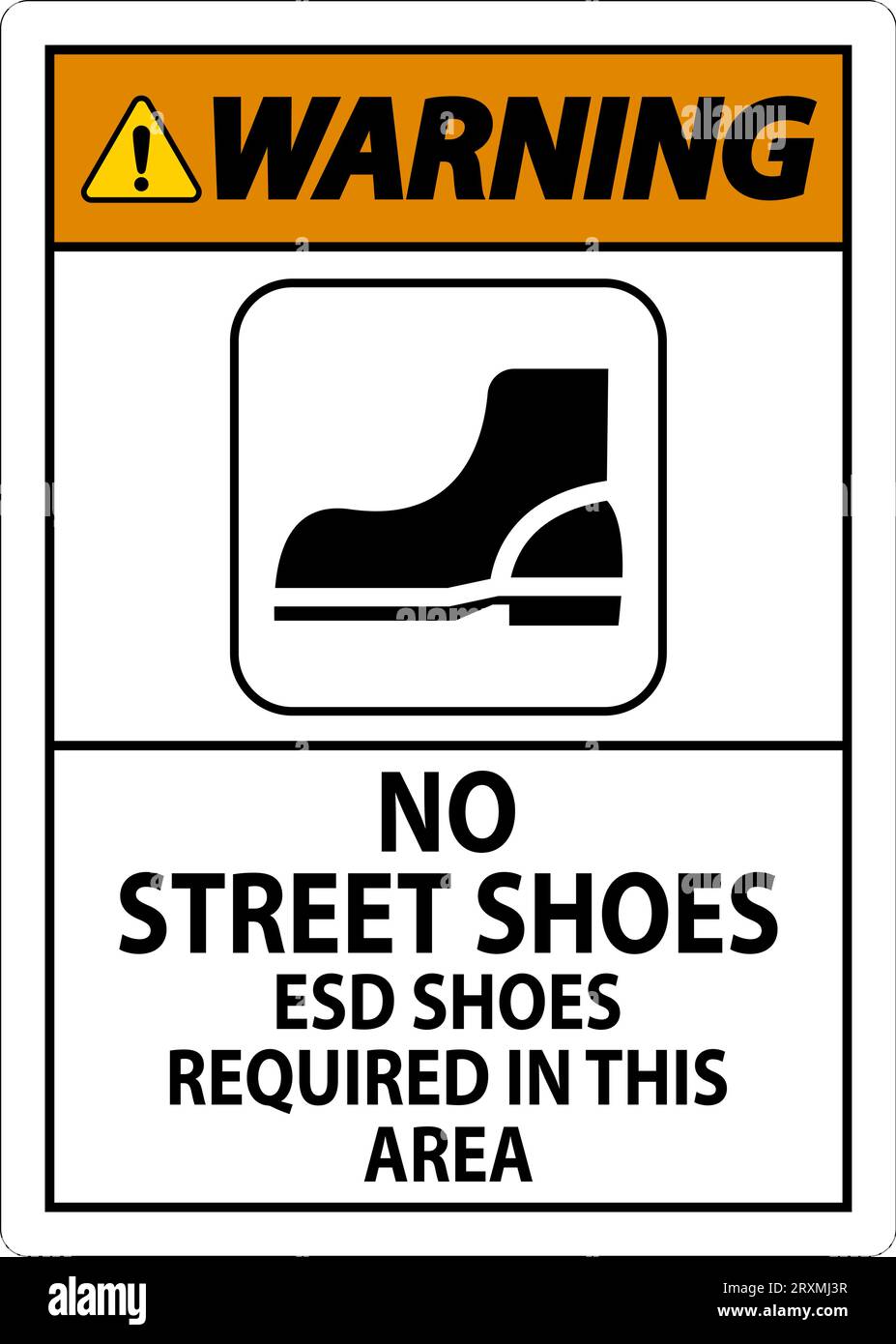 Warning Sign No Street Shoes, ESD Shoes Required In This Area Stock ...