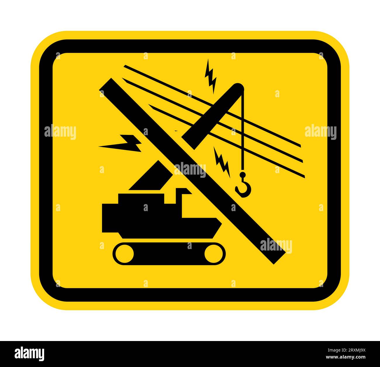 Prohibition Sign Do Not Operate Crane Overhead Power Lines Symbol Stock ...