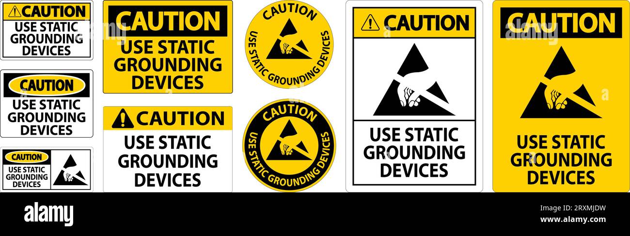 Caution Sign Use Static Grounding Devices Stock Vector Image & Art - Alamy